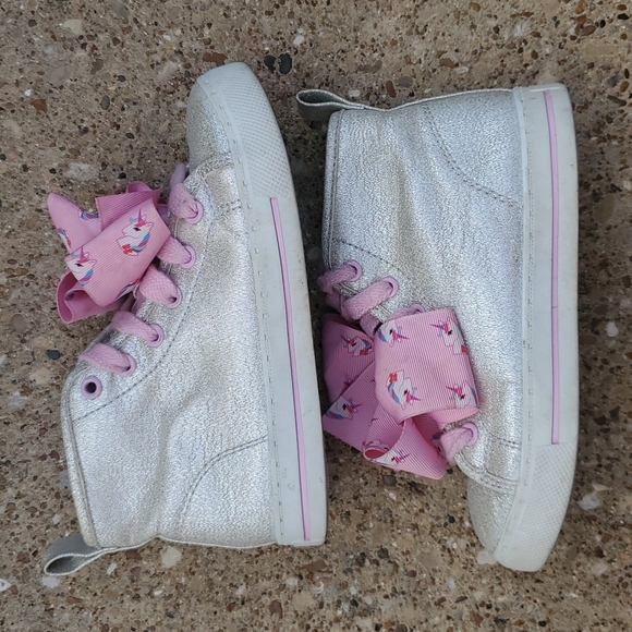 JoJo Siwa | Shoes | Jojo Siwa Silver Metallic High Top Sneakers Glitter ...